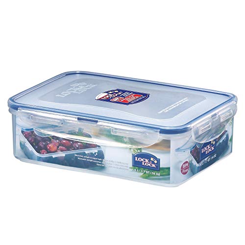 LocknLock Easy Essentials Food Storage lids/Airtight containers, BPA Free, Rectangle-54 oz-for Veggies, Clear