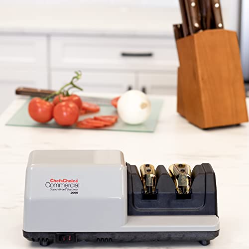 Chef'sChoice 2000 Commercial Diamond Hone Electric Kitchen Knife Sharpener High Performance Heavy Duty with Detachable Module NSF Certified, 2-Stage, Gray