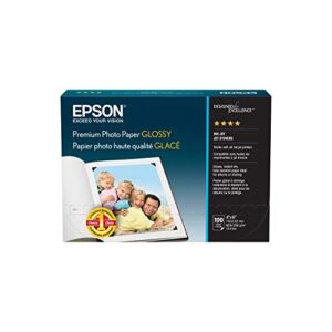 epson s041727 premium photo paper, 68 lbs., high-gloss, 4 x 6 (pack of 100 sheets),white