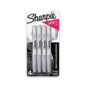 sharpie 39109pp metallic permanent markers, fine point, silver, 4 count