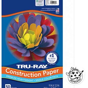 Pacon Tru-Ray Heavyweight Construction Paper, White, 9" x 12", 50 Sheets