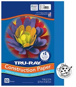 tru-ray® heavyweight construction paper, blue, 9″ x 12″, 50 sheets