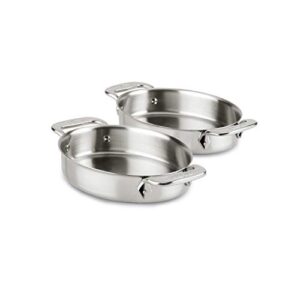 all-clad 59900 stainless steel 7-inch oval-shaped baker specialty cookware set, 2-piece, silver