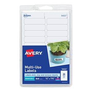 avery self-adhesive removable labels, 0.5 x 1.75 inches, white, 840 per pack (05422)