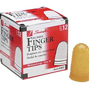 Swingline Rubber Finger Tips, Finger Cots, Medium-Large - Size 12, Amber, Finger Protector For Use with Swingline Staples & Swingline Staplers, Home Office Desktop Accessories, 12 Pack (54032)