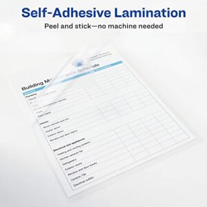 Avery 73601 Self-Adhesive Laminating Sheets, 9 x 12 Inch, Permanent Adhesive, 50 Clear Laminating Sheets