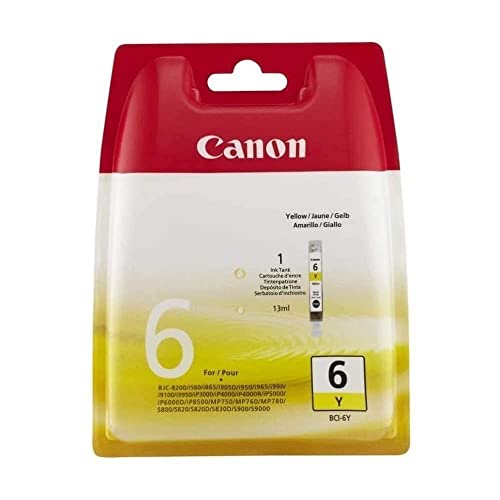 Canon BCI6Y Ink Cartridge, Yellow - in Retail Packaging