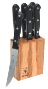 wusthof gourmet steak knife set, 7 piece, oak