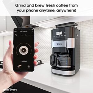 atomi smart Coffee Maker with Burr Grinder - WiFi, Voice-Activated, 8 Grind Settings, 12-Cup Glass Carafe, Reusable and Washable Filter, Compatible with Alexa and Google Assistant