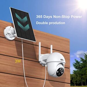 Solar Security Camera Wireless Outdoor WiFi Battery Pan Tilt 360° View Camera with 1080P Night Vision, Spotlight, PIR Motion Detection, Two-Way Audio, IP65 Waterproof, CloudEdge APP, SD/Cloud Storage