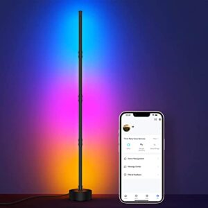 skenia led corner floor lamp, rgb+warm white corner lamps floor lamps, 16 millions color changing ambient corner led light with music sync, smart app and voice control compatible with alexa mood light