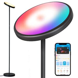 govee led floor lamp, 2000 lumen rgbww smart floor lamp works with alexa, google assistant, 16 million diy colors and 32 scene modes, music sync modern floor lamp for bedroom, living room