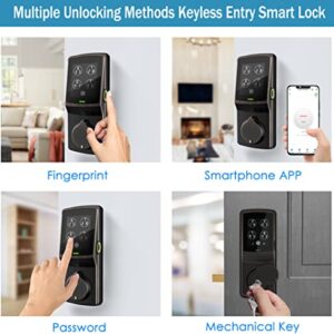 Lockly Fingerprint Bluetooth Keyless Entry Door Smart Lock (PGD728F) | Advanced 3D Fingerprint Reader | Discrete PIN Code Input | iOS and Android Compatible | Auto Lock | Battery Backup