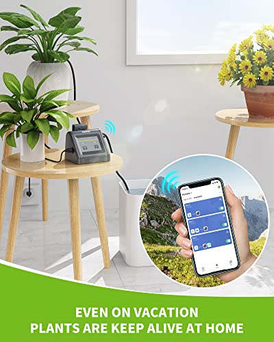 RAINPOINT WiFi Automatic Watering System For Indoor Potted Plants, DIY Drip Irrigation Kit Remotely Control Auto/Manual/Delay Watering Mode via APP, Automatic Self-Watering Irrigation System with Pump