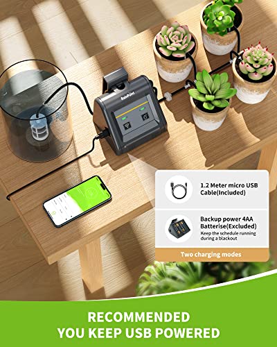 RAINPOINT WiFi Automatic Watering System For Indoor Potted Plants, DIY Drip Irrigation Kit Remotely Control Auto/Manual/Delay Watering Mode via APP, Automatic Self-Watering Irrigation System with Pump