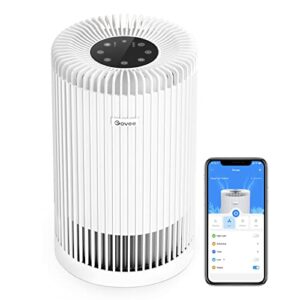 govee smart air purifiers for home large room, wifi air purifiers for bedroom work with alexa google assistant, h13 true hepa filter for pets 24db night light