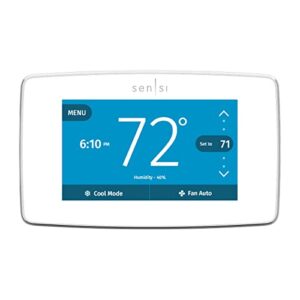 emerson sensi touch wi-fi smart thermostat with touchscreen color display, works with alexa, energy star certified, c-wire required, st75w , white