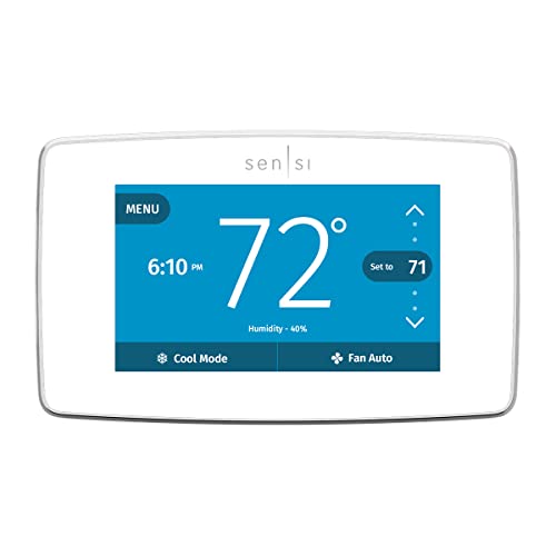 EMERSON Sensi Touch Wi-Fi Smart Thermostat with Touchscreen Color Display, Works with Alexa, Energy Star Certified, C-wire Required, ST75W , White