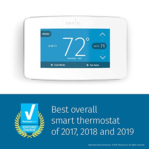 EMERSON Sensi Touch Wi-Fi Smart Thermostat with Touchscreen Color Display, Works with Alexa, Energy Star Certified, C-wire Required, ST75W , White