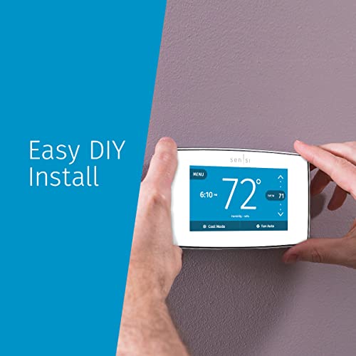 EMERSON Sensi Touch Wi-Fi Smart Thermostat with Touchscreen Color Display, Works with Alexa, Energy Star Certified, C-wire Required, ST75W , White