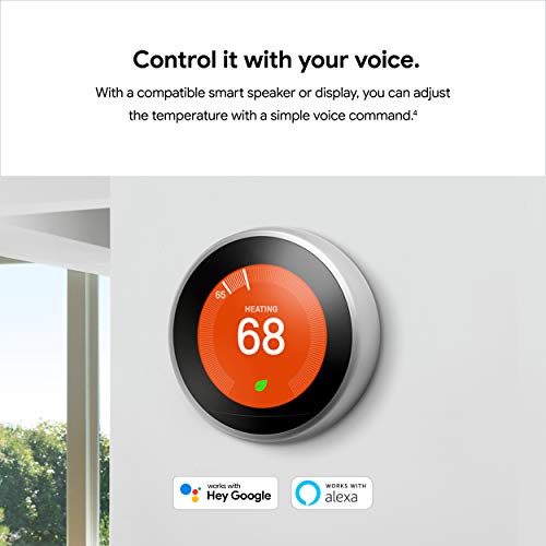 Google Nest Learning Thermostat - Programmable Smart Thermostat for Home - 3rd Generation Nest Thermostat - Works with Alexa - White