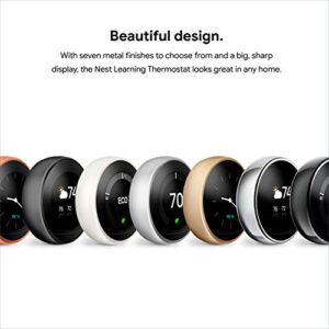 Google Nest Learning Thermostat - Programmable Smart Thermostat for Home - 3rd Generation Nest Thermostat - Works with Alexa - White