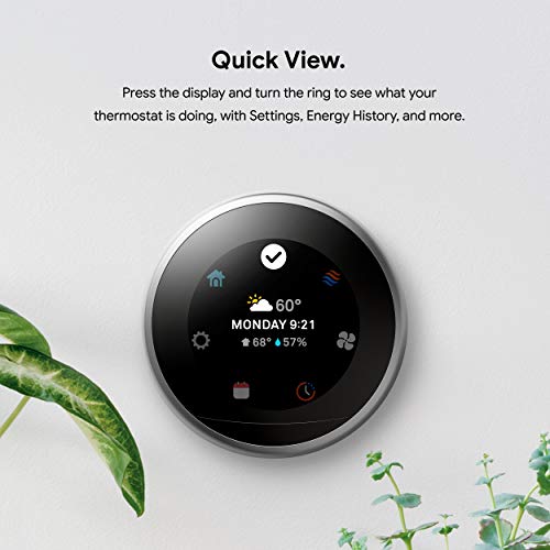 Google Nest Learning Thermostat - Programmable Smart Thermostat for Home - 3rd Generation Nest Thermostat - Works with Alexa - White