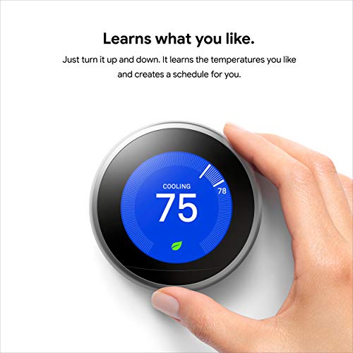 Google Nest Learning Thermostat - Programmable Smart Thermostat for Home - 3rd Generation Nest Thermostat - Works with Alexa - White