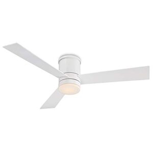 axis smart indoor and outdoor 3-blade flush mount ceiling fan 52in matte white with 3000k led light kit and remote control works with alexa, google assistant, samsung things, and ios or android app