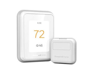 honeywell home t9 wifi smart thermostat with 1 smart room sensor, touchscreen display, alexa and google assist