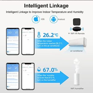 Smart WiFi Temperature Humidity Monitor: TUYA Wireless Temperature Humidity Sensor with APP Notification Alerts, WiFi Thermometer Hygrometer for Home Pet Garage,Compatible with Alexa