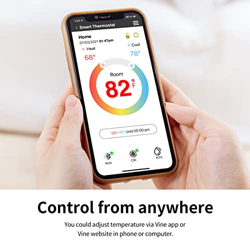 Vine TJ-610E Wi Fi 7 Day and 8 Period Programmable 5th Generation Smart Home Thermostat, Compatible with Amazon Alexa, Google Assistant, and Vine App