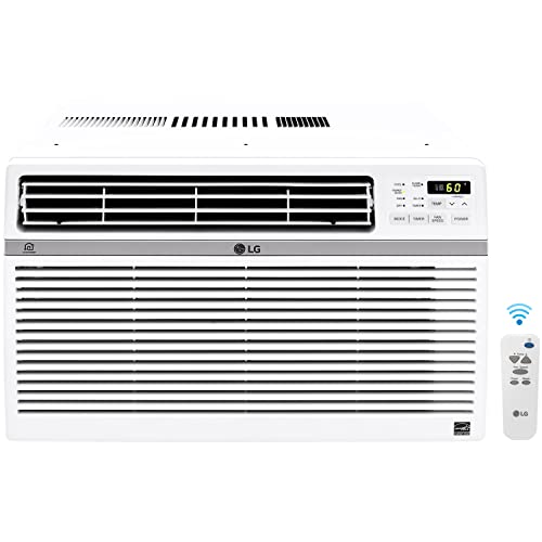 LG 8,000 BTU Smart Window Air Conditioner, Cools up to 350 Sq. Ft, Smartphone and Voice Control Works ThinQ, Amazon Alexa and Hey Google, Energy Star, 3 Cool & Fan Speeds, 115V, 8000, White