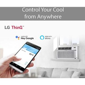 LG 8,000 BTU Smart Window Air Conditioner, Cools up to 350 Sq. Ft, Smartphone and Voice Control Works ThinQ, Amazon Alexa and Hey Google, Energy Star, 3 Cool & Fan Speeds, 115V, 8000, White