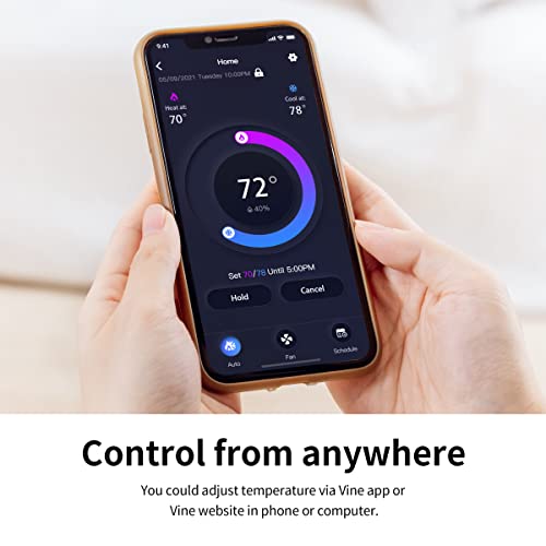 Vine Smart WiFi 7day/8period Programmable Thermostat Model TJ-225, Compatible with Alexa and Google Assistant