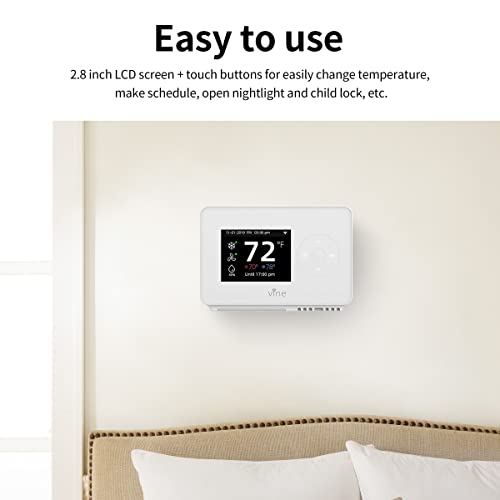 Vine Smart WiFi 7day/8period Programmable Thermostat Model TJ-225, Compatible with Alexa and Google Assistant