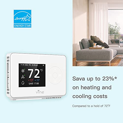 Vine Smart WiFi 7day/8period Programmable Thermostat Model TJ-225, Compatible with Alexa and Google Assistant