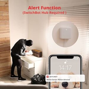 SwitchBot Smart Motion Door Sensor - Wireless Home Security System, PIR Motion Detector Alert, Add SwitchBot Hub Mini to Make it Compatible with Alexa