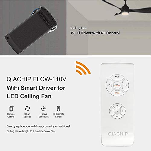 QIACHIP Upgraded WiFi Universal Ceiling Fan Light Remote Control Kit with Mute, Timing Function, Wireless APP Controllor Compatible for Alexa 2 Pack