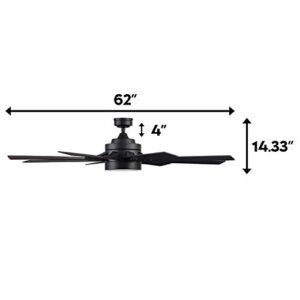 Honeywell Ceiling Fans 51473-01 Xerxes Ceiling Fan, 62, Matte Black