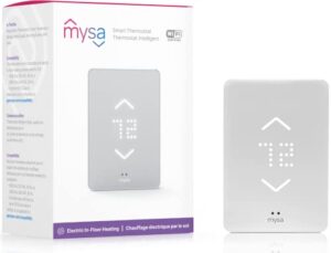 mysa smart thermostat for electric in-floor heating | high line voltage heating, class a gfci temperature sensor, works with smart assistants, control remotely with phone/tablet, quick & easy install