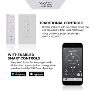 WAC Smart Fans Mocha Indoor and Outdoor 3-Blade Ceiling Fan 54in Matte Black with 3000K LED Light Kit and Remote Control works with Alexa and iOS or Android App