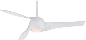 minka aire f803dl-wh artemis – smart ceiling fan with light kit in transitional style – 15.5 inches tall by 58 inches wide, finish color: white, blade color: white