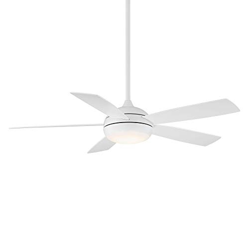 WAC Smart Fans Odyssey Indoor and Outdoor 5-Blade Ceiling Fan 54in Matte White with 3000K LED Light Kit and Remote Control works with Alexa and iOS or Android App