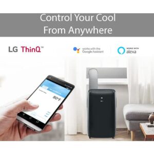 LG 10,000 BTU (DOE) / 14,000 BTU (ASHRAE) Smart Portable Air Conditioner, Cools 450 Sq.Ft. (18' x 25' room size), Smartphone & Voice Control works with LG ThinQ, Amazon Alexa and Hey Google, 115V