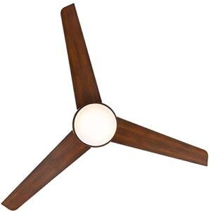 WAC Smart Fans Mod Indoor and Outdoor 3-Blade Ceiling Fan 54in Matte Black Distressed Koa with 3000K LED Light Kit and Remote Control works with Alexa and iOS or Android App