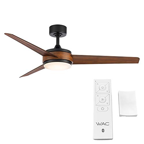 WAC Smart Fans Mod Indoor and Outdoor 3-Blade Ceiling Fan 54in Matte Black Distressed Koa with 3000K LED Light Kit and Remote Control works with Alexa and iOS or Android App