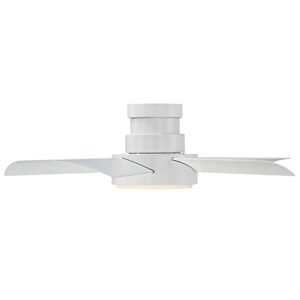 Vox Smart Indoor and Outdoor 5-Blade Flush Mount Ceiling Fan 38in Matte White with 3000K LED Light Kit and Remote Control works with Alexa, Google Assistant, Samsung Things, and iOS or Android App