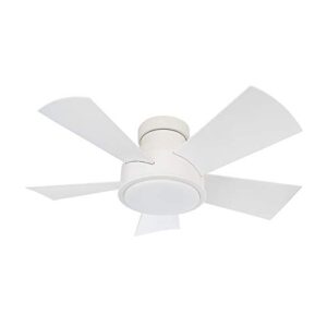 Vox Smart Indoor and Outdoor 5-Blade Flush Mount Ceiling Fan 38in Matte White with 3000K LED Light Kit and Remote Control works with Alexa, Google Assistant, Samsung Things, and iOS or Android App