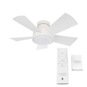 Vox Smart Indoor and Outdoor 5-Blade Flush Mount Ceiling Fan 38in Matte White with 3000K LED Light Kit and Remote Control works with Alexa, Google Assistant, Samsung Things, and iOS or Android App